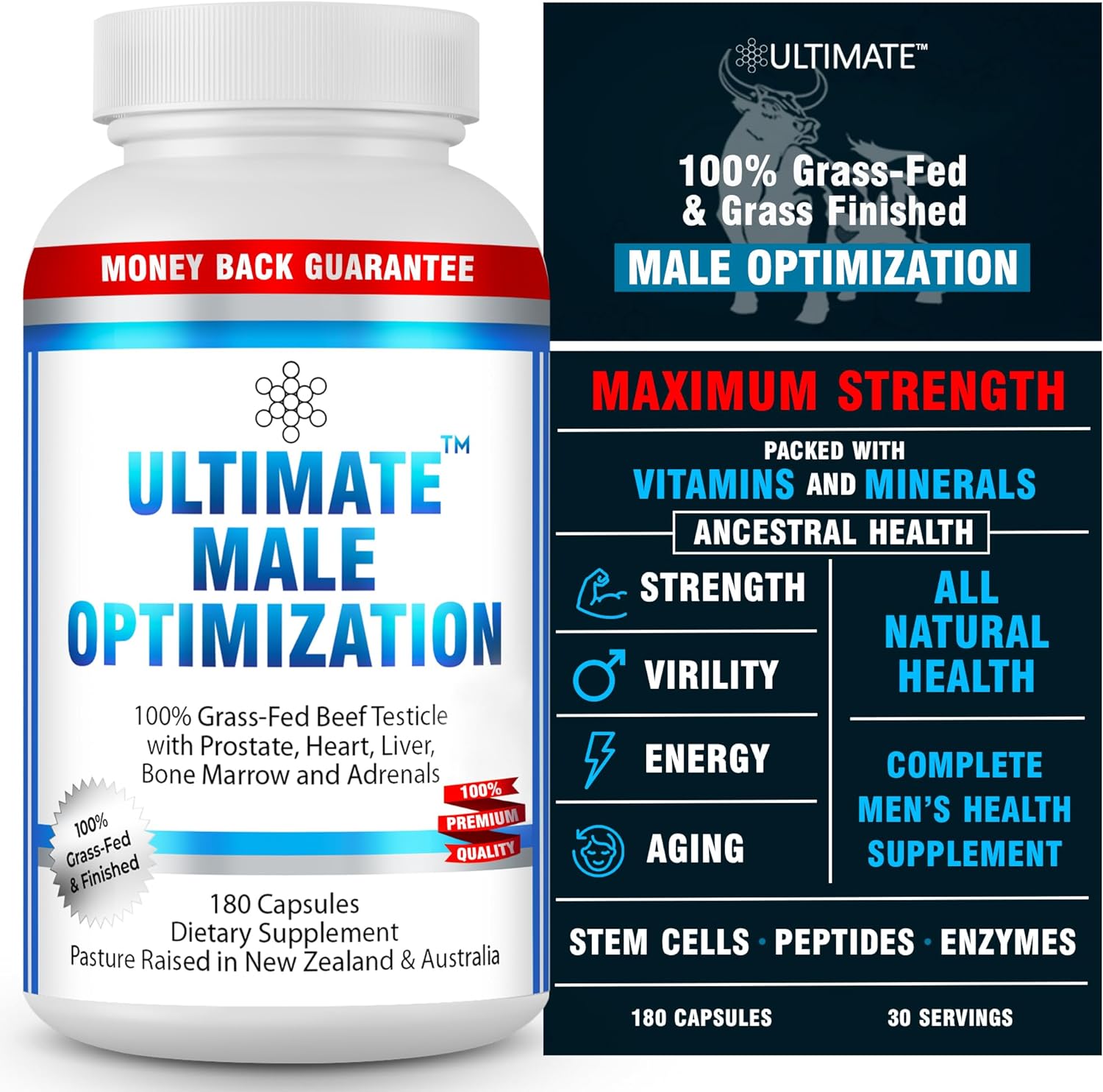 Male Optimization 100% Grass Fed Beef Organ Supplement Bovine – Ultimate