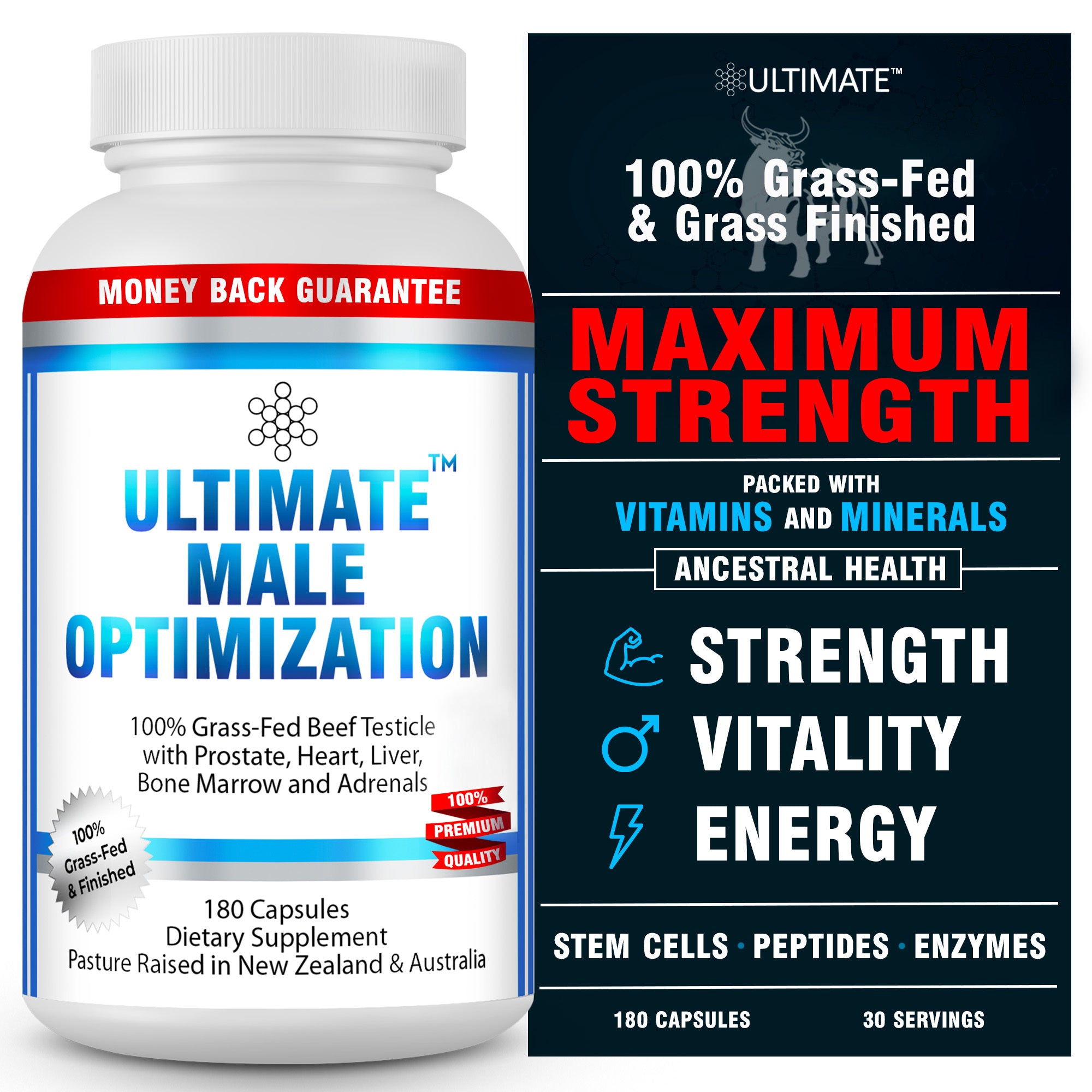 Male Optimization 100% Grass Fed Beef Organ Supplement Bovine – Ultimate